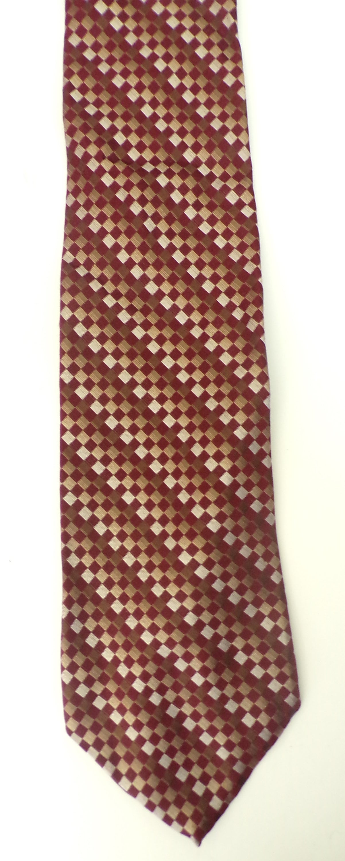 90s Red Brown & White Checkered Mens Tie, Red Tie, Checkered Tie ...