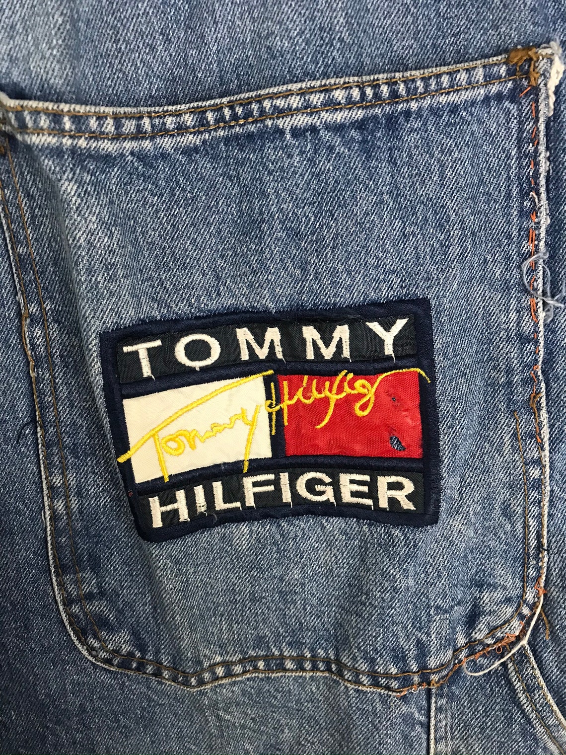 Vintage Mens Tommy Jean Shorts, 90s Tommy Hilfiger Spell Out Light Wash ...