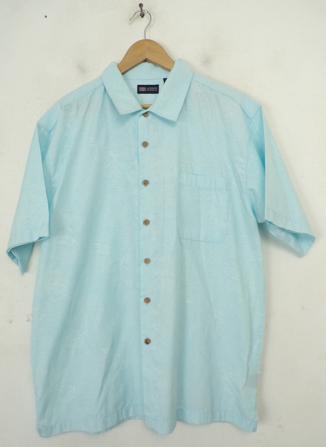 Vintage Light Blue Hawaiian Shirt Mens Large 42 44, Light Blue, Hawaii ...