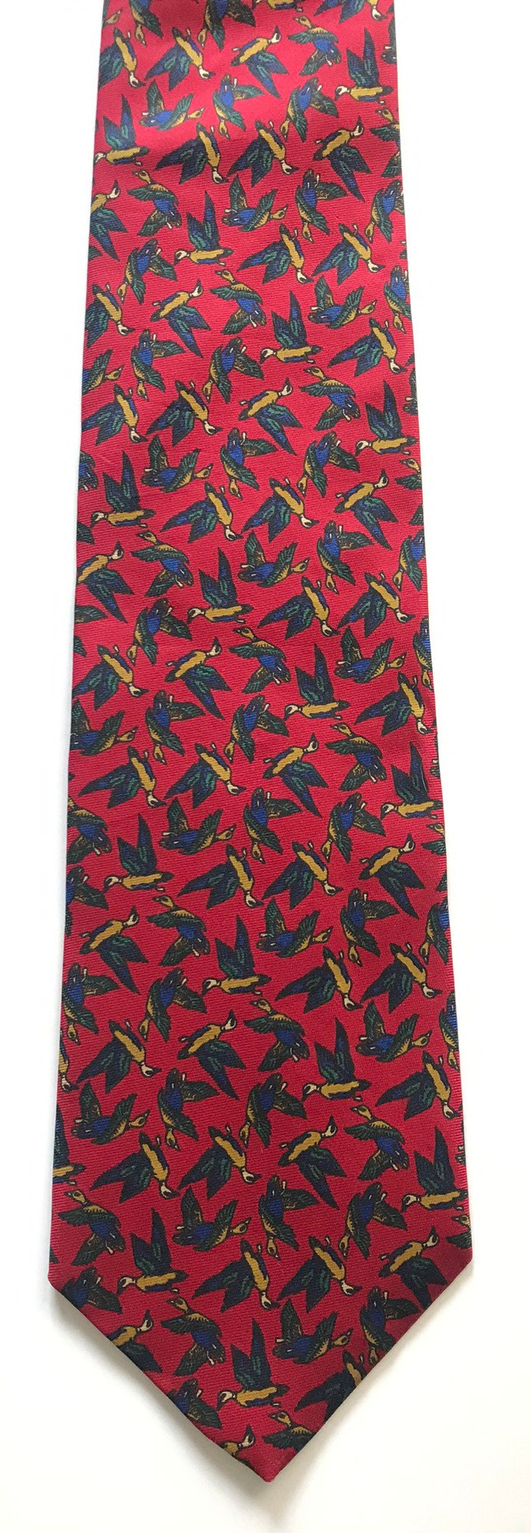 Vintage Mens Birds Tie, 90s Colorful Birds Flying Necktie, Multicolored ...