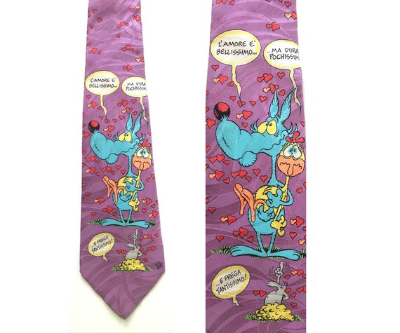 1993 Lupo Alberto Italian Comic Book Tie, Heart Tie, … - Gem