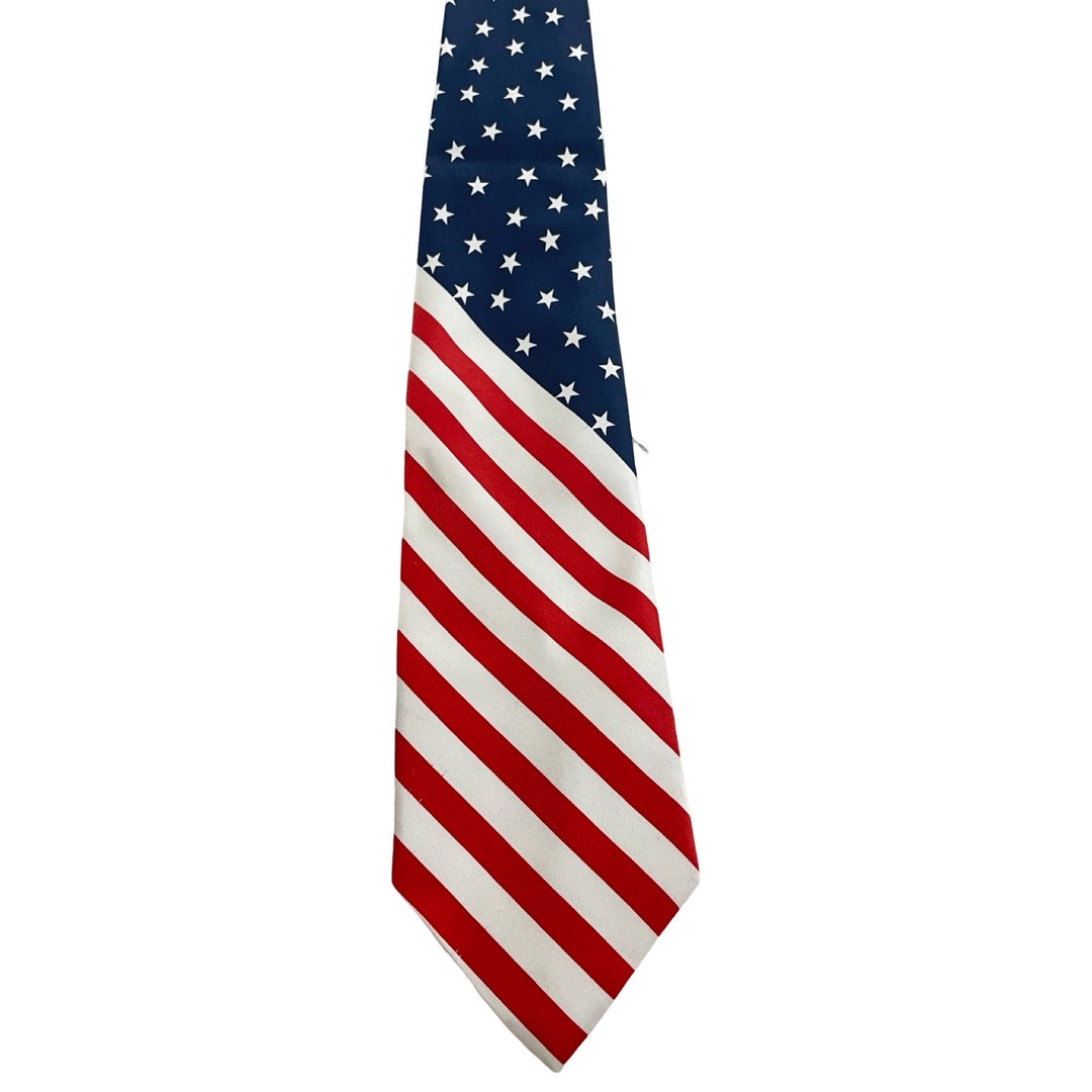 Vintage American Flag Tie, Red White & Blue Stars and Stripes Necktie ...