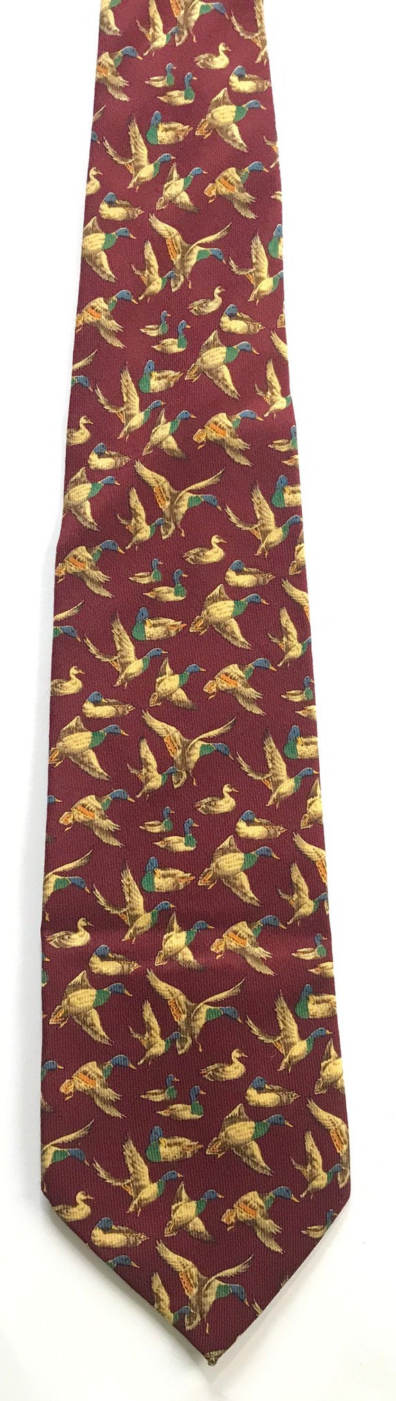 90s Flying Ducks Tie, Red Ducks Tie, Duck Print Tie, Animal Necktie ...