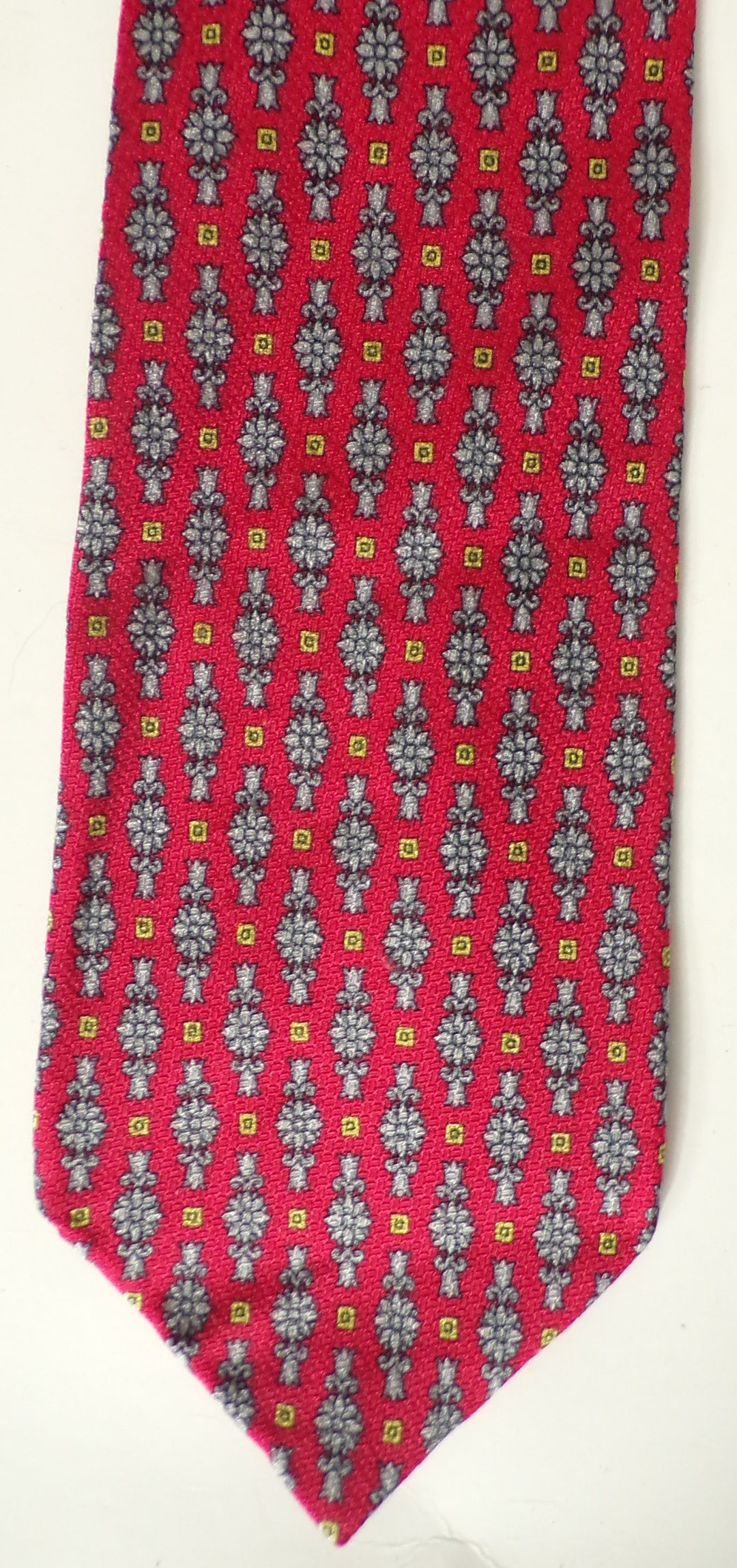 90s Red Silver & Gold Abstract Mens Tie, Printed Tie, Silk Tie, Classic ...