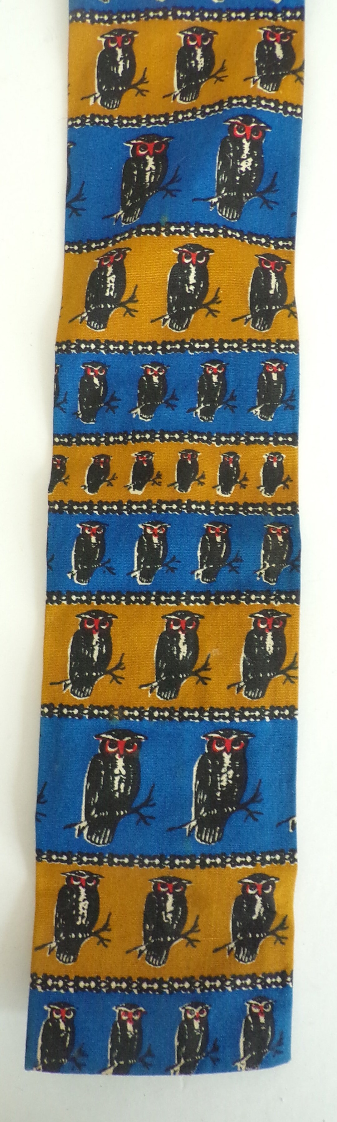 Vintage Mens Owl Print Tie, 1960s Square End Tie, Blue Brown, Owl Tie ...