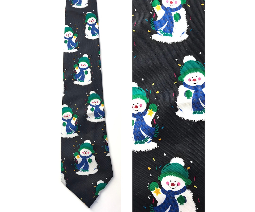 Vintage Snowman Tie, Celebration Tie Winter Tie, Snowman Print Tie ...
