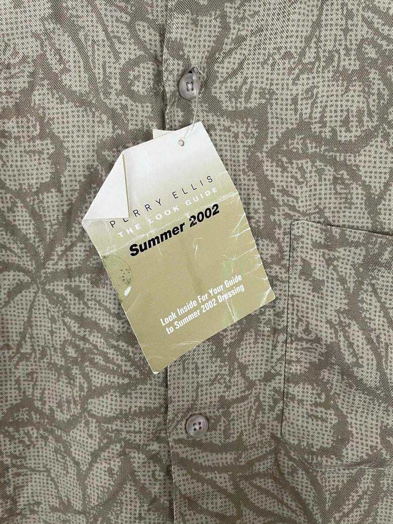 Vintage Perry Ellis Beige Floral Shirt Mens Medium/large, New Old Stock ...