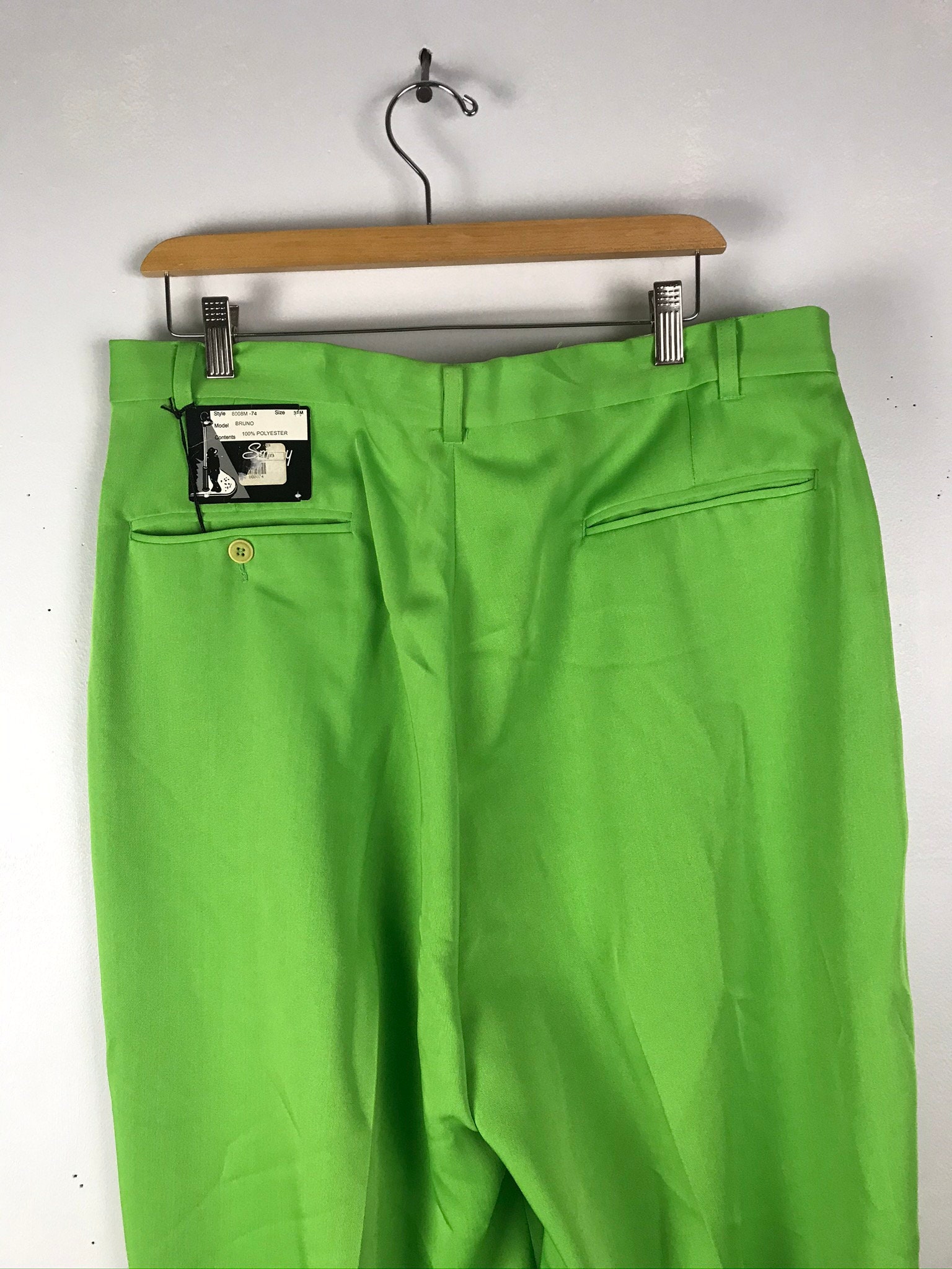 Vintage Mens Lime Green Pants, Wide Leg Swing Pants Size 34 Waist ...