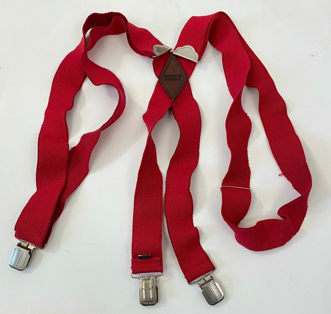 Vintage Mens Suspenders, Levi Strauss Red Clip on Suspenders, Clip on ...