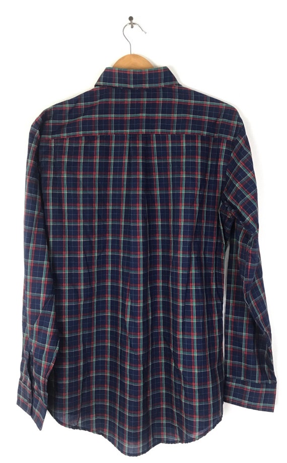 80s Blue Red & Green Plaid Shirt Mens Large, Vintage … - Gem