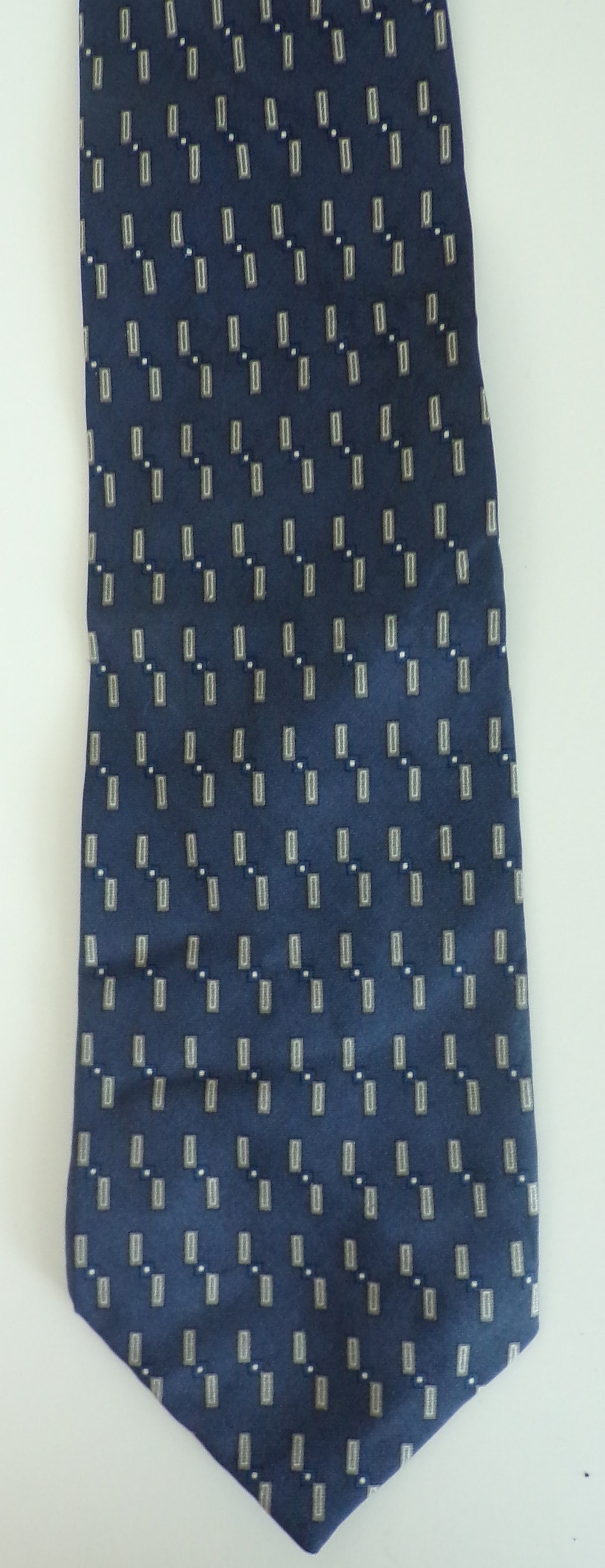 Vintage Blue White & Gray Geometric Print Tie, Classic Tie, Geometric ...
