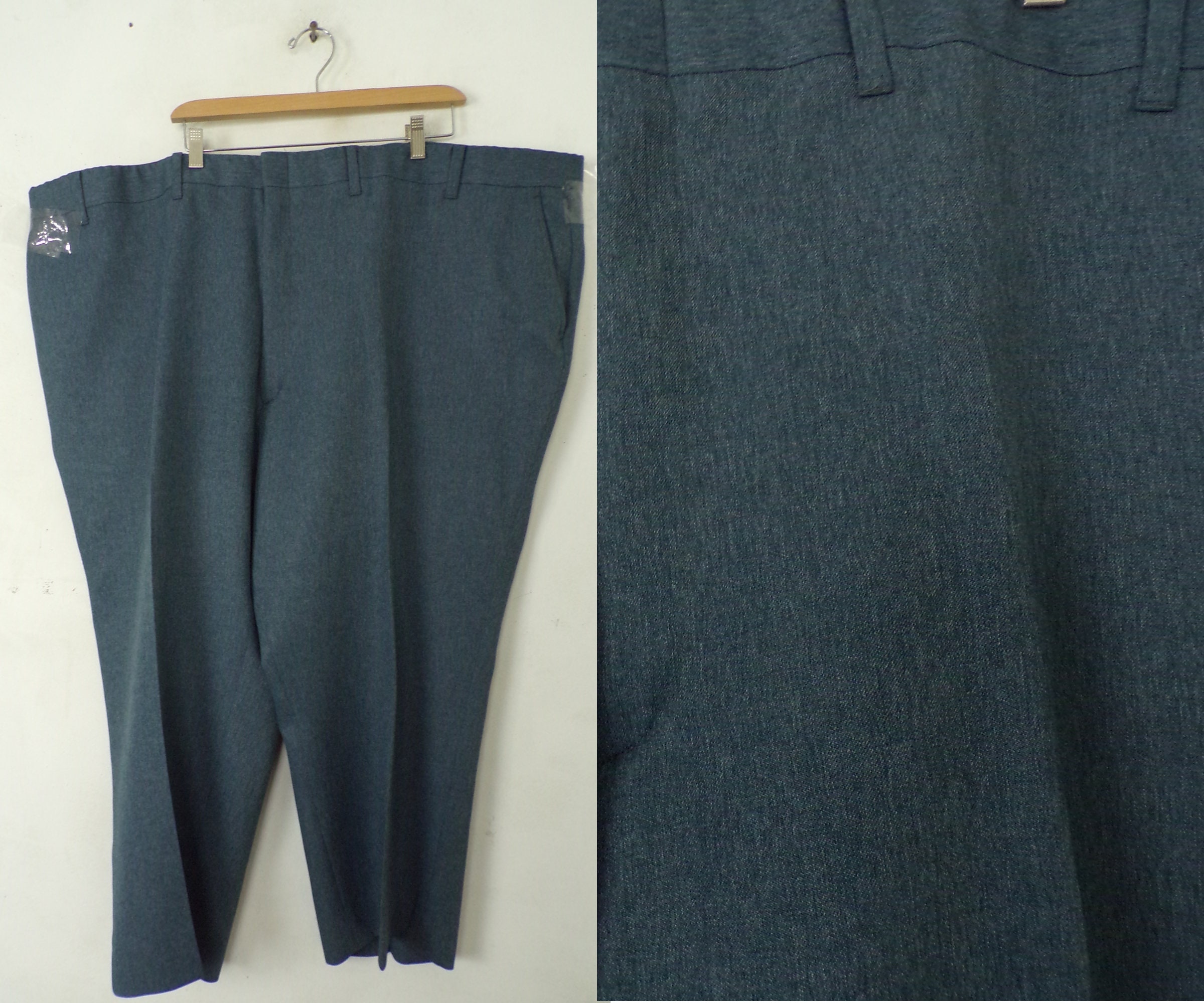 Vintage Mens Pants 54 Waist X 25 Inseam, Dark Blue Big Pants, Mens Blue ...