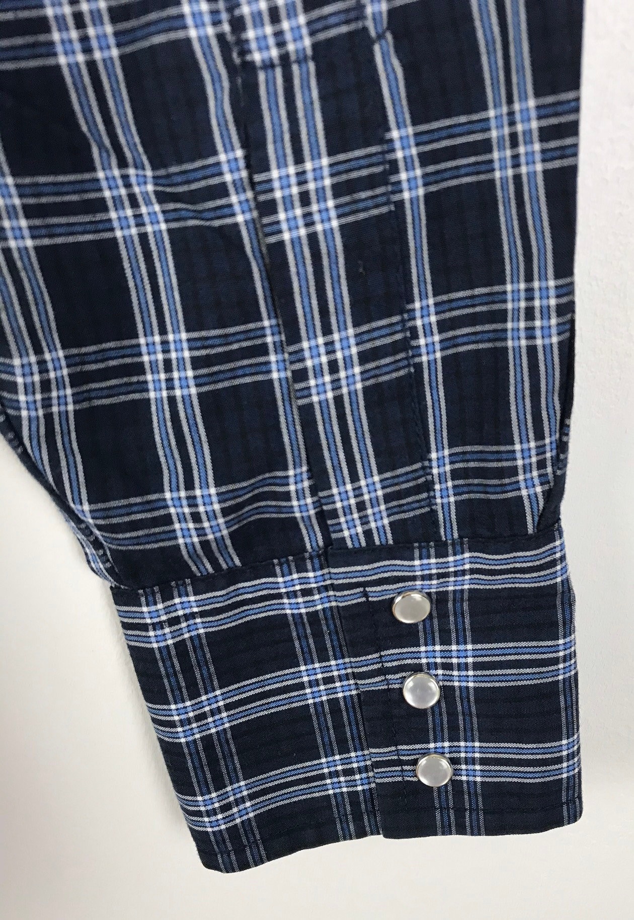 Vintage Mens Plaid Western Shirt, Black & Blue Western Shirt Large, 90s ...