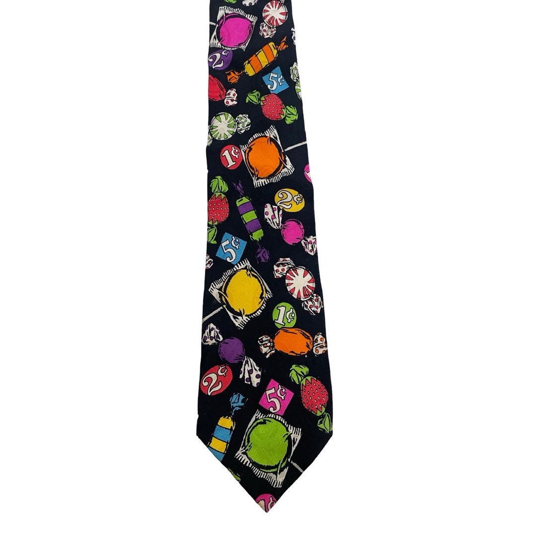 Vintage Candy Tie, Wrapped Candy One Cent Five Cent Candy Shop Necktie ...