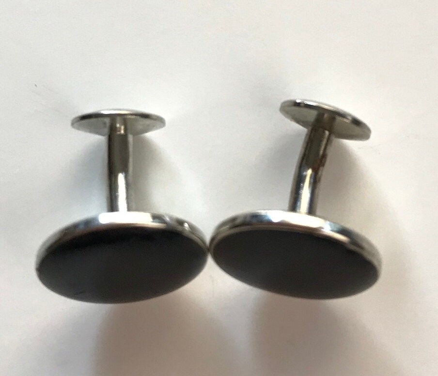 Vintage Black Whale Back Cuff Links Classic Black & Silver | Etsy