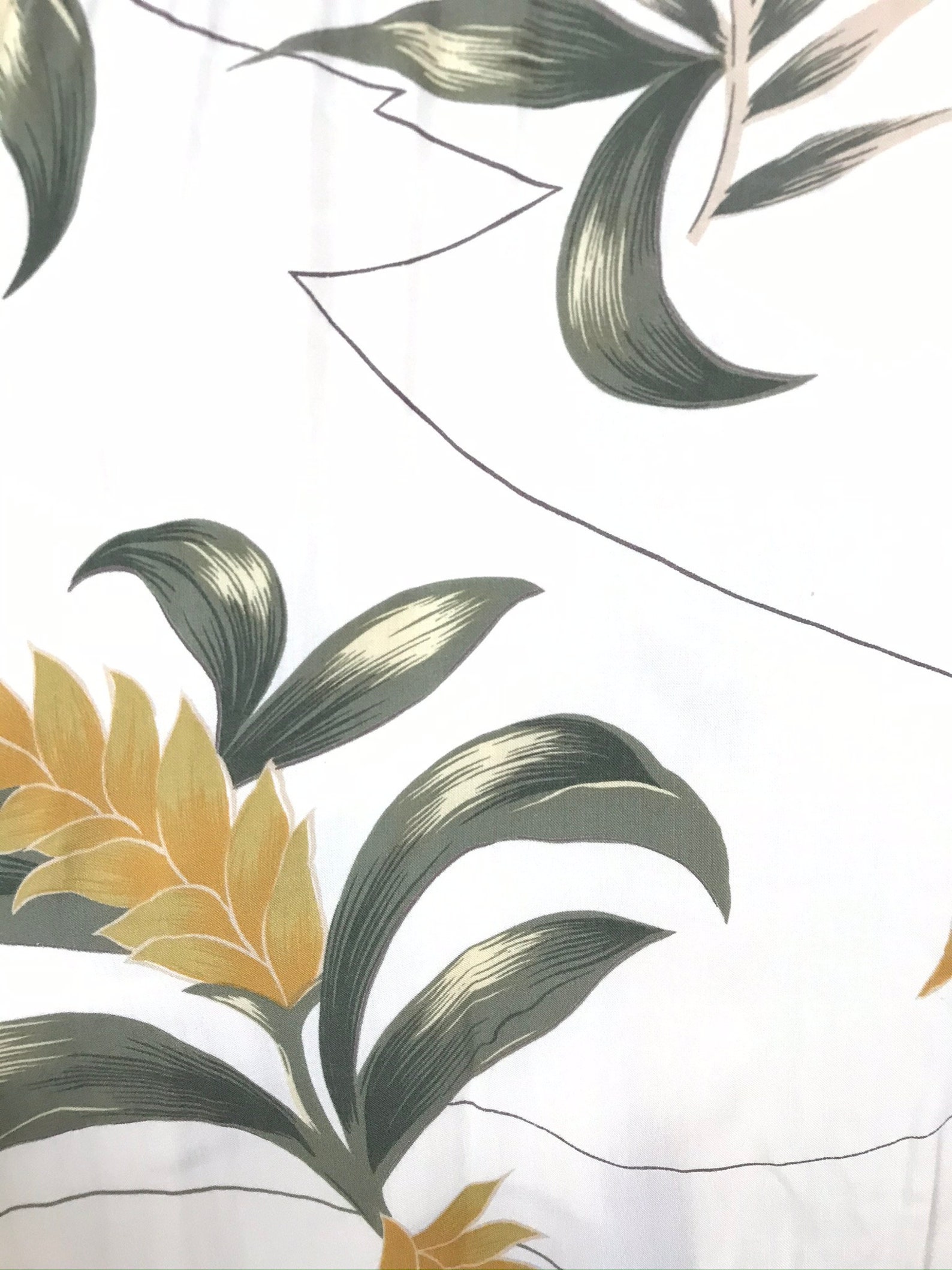 90s Cream Green & Yellow Leaf Print Hawaiian Shirt Mens - Etsy