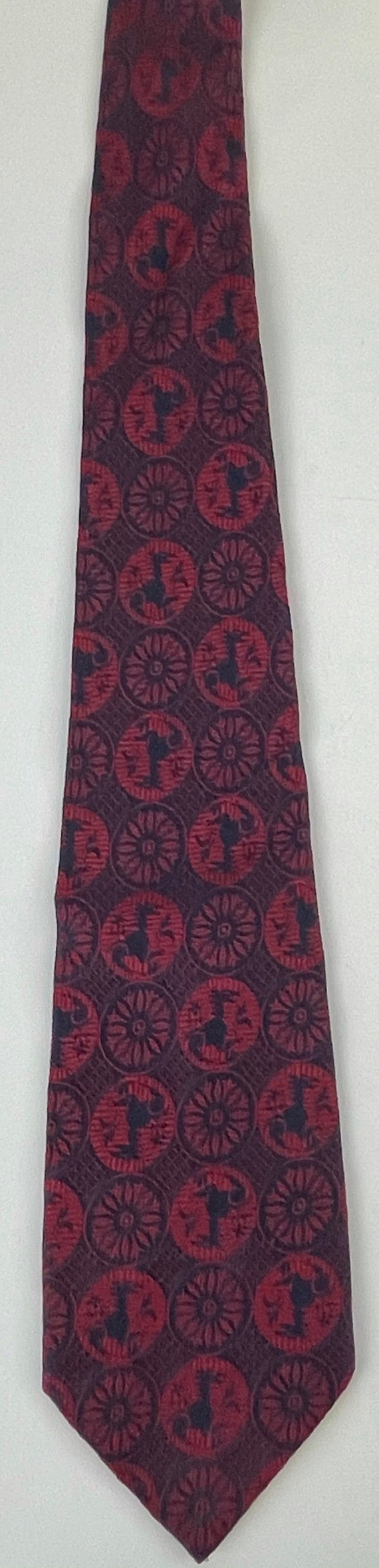 Vintage Handmade Red & Navy Blue Dragon Tie, 1970s Ha… - Gem