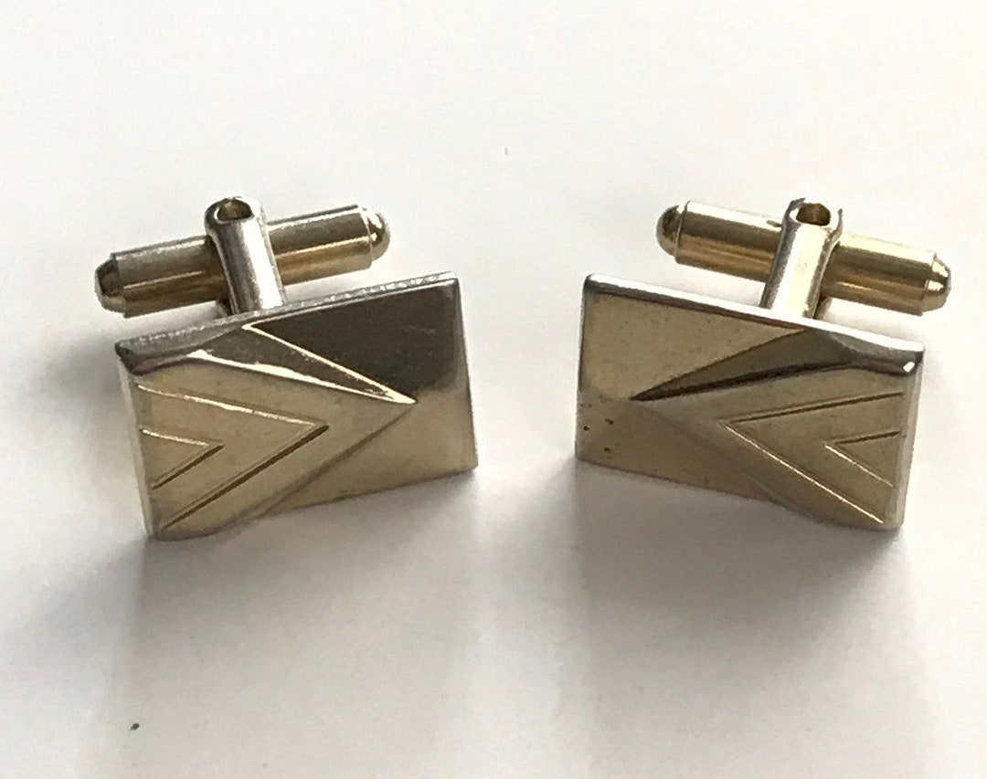 Vintage Gold Arrow Cufflinks, Triangle Pointed Rectangle Cuff Links ...