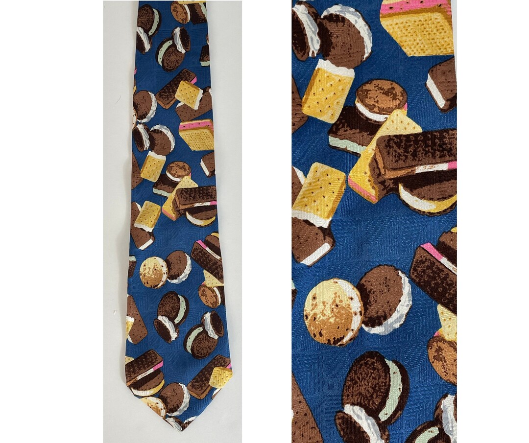 Vintage Ice Cream Sandwich Tie, 90s Chocolate Vanilla Neapolitan Ice ...