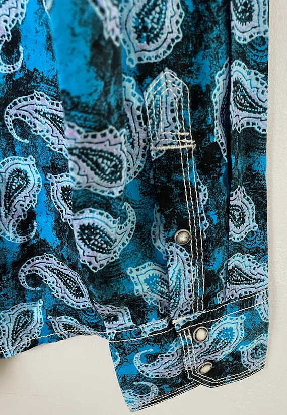 Vintage Wrangler Bright Blue & Black Paisley Western … - Gem