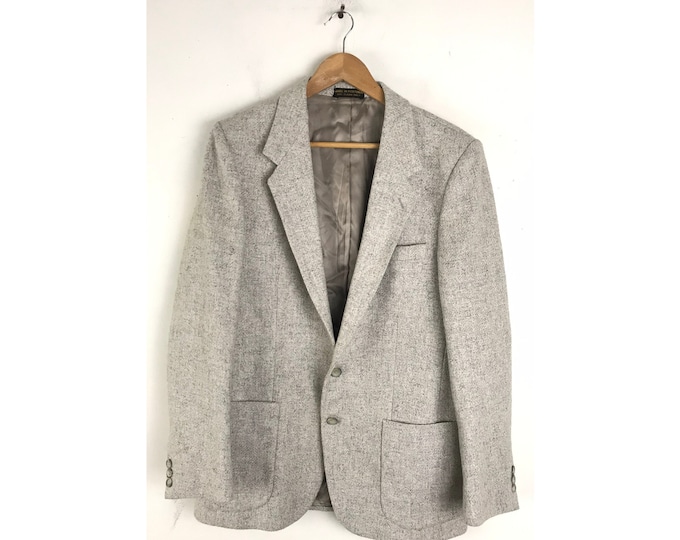 Vintage Gray Herringbone Wool Sport Coat Blazer Tailors Row Men's Size ...