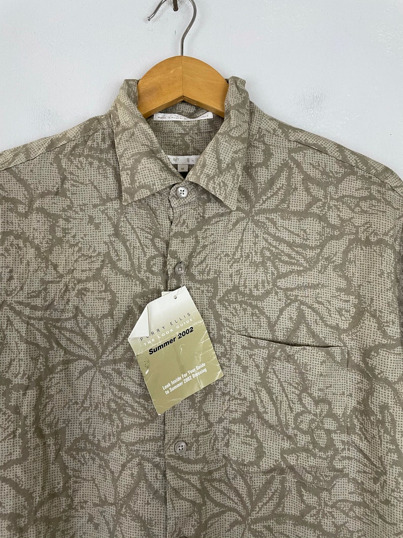 Vintage Perry Ellis Beige Floral Shirt Mens Medium/large, New Old Stock ...