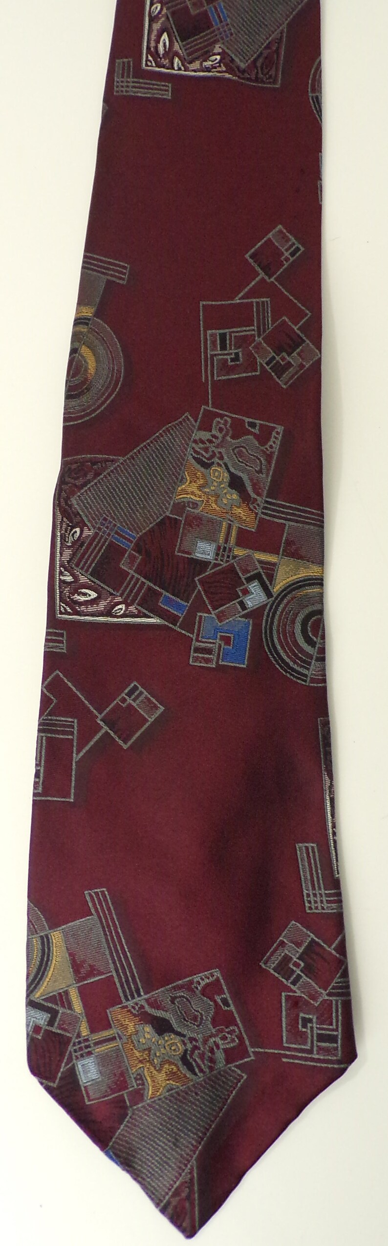 90s Mario Valentino Dark Red Geometric Mens Tie Necktie Mens - Etsy
