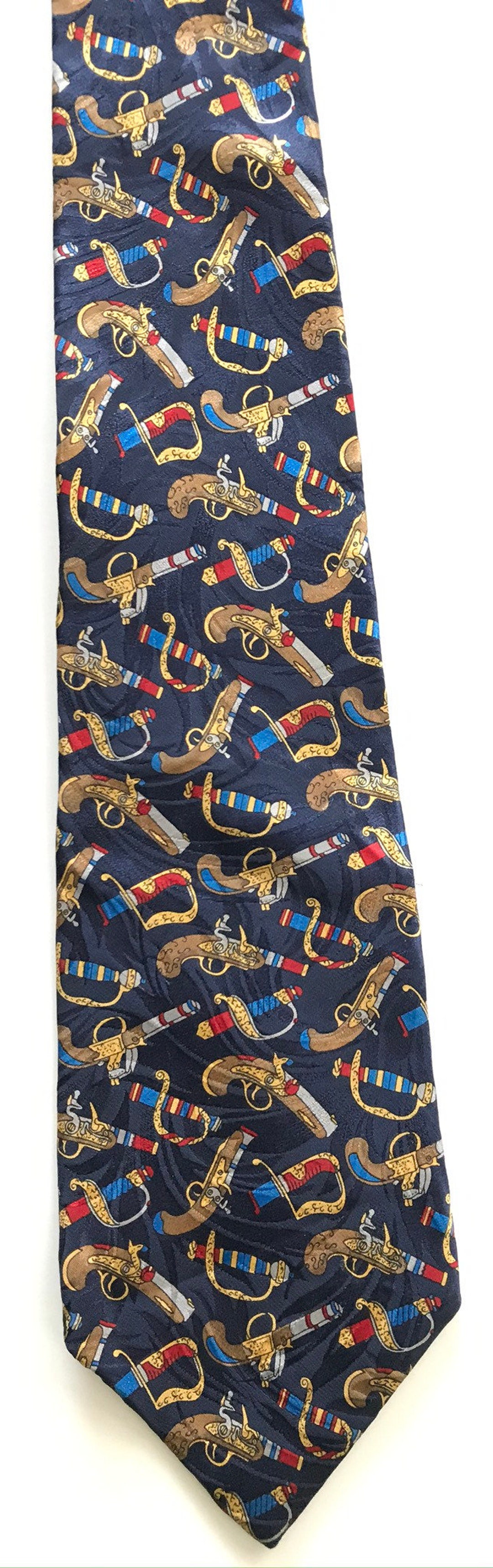 Vintage Guns & Swords Tie, Old Fashioned Guns Tie, 90s Guns Swords Tie ...