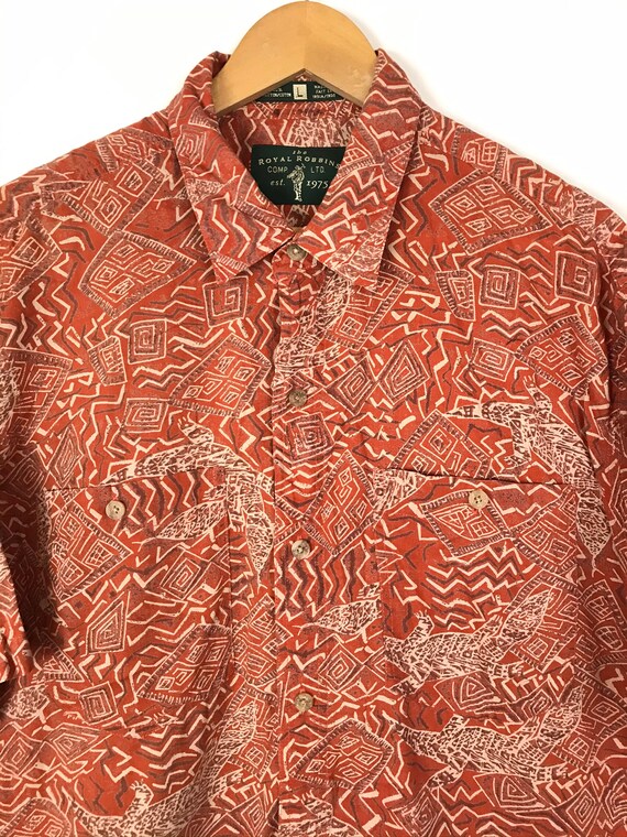 Vintage Lizard Print Shirt Mens Large, 90s Burnt Oran… - Gem
