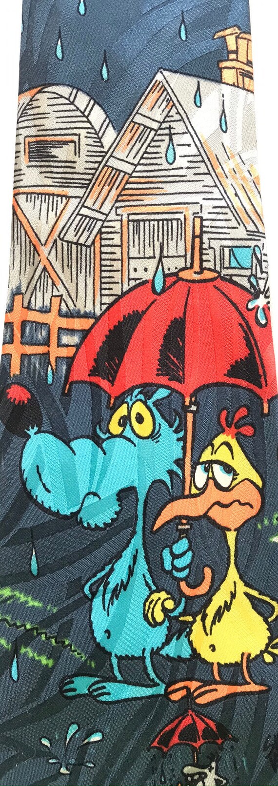 1993 Lupo Alberto Italian Comic Book Tie, Rain Scene … - Gem