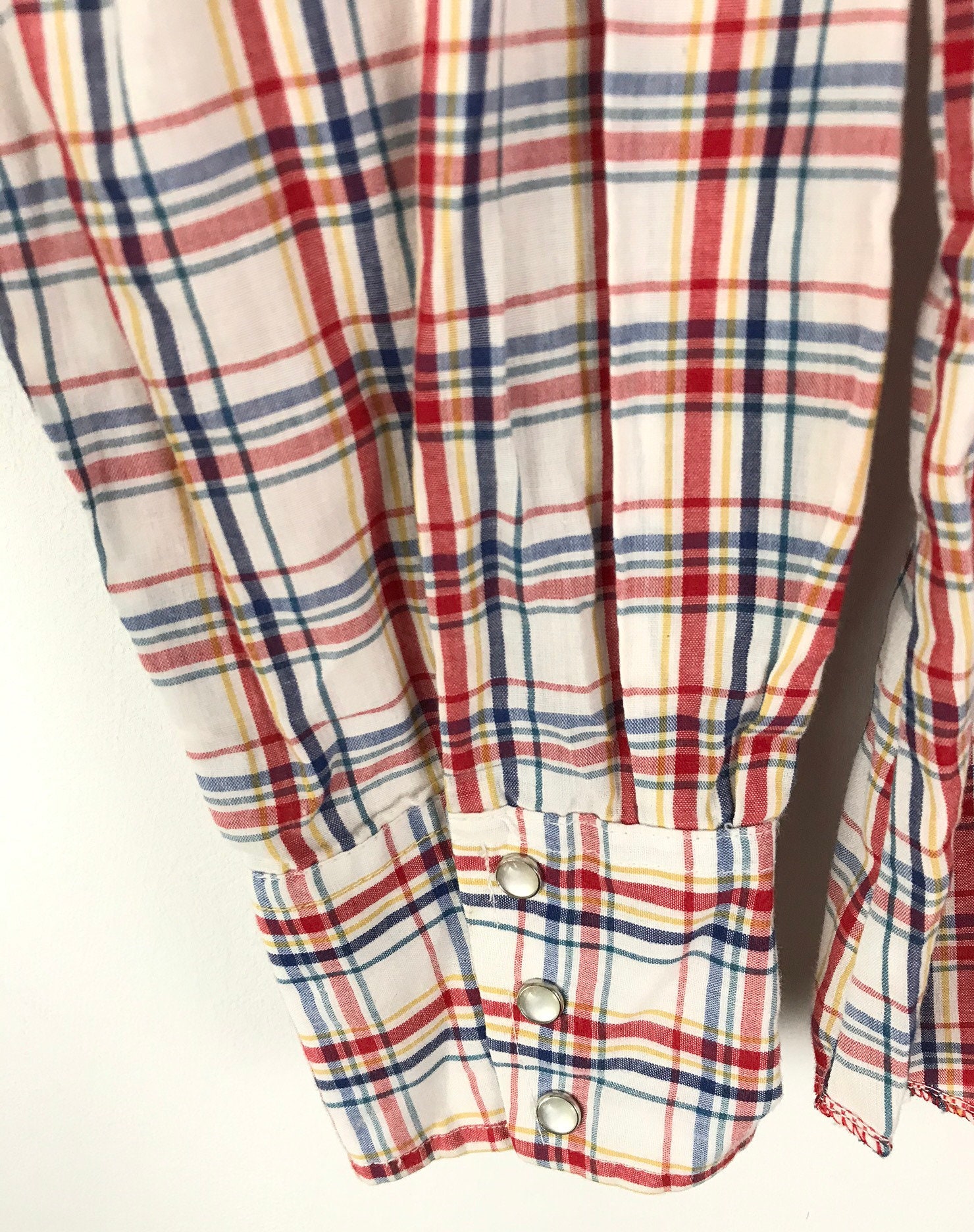 Vintage Wrangler Red Blue & Yellow Plaid Western Shirt Mens - Etsy