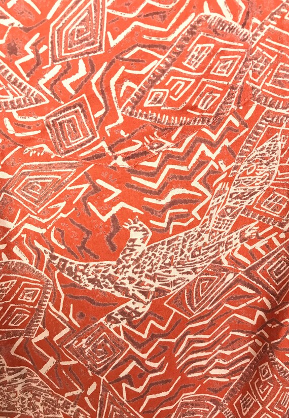 Vintage Lizard Print Shirt Mens Large, 90s Burnt Oran… - Gem