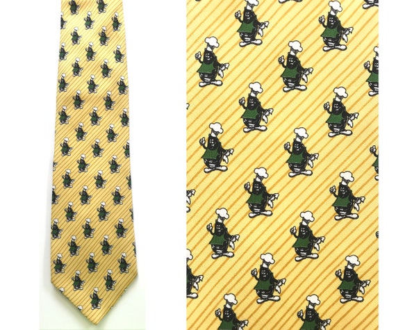 90s Yellow Baked Potato Chef Tie, Baking Tie, Baked P… - Gem