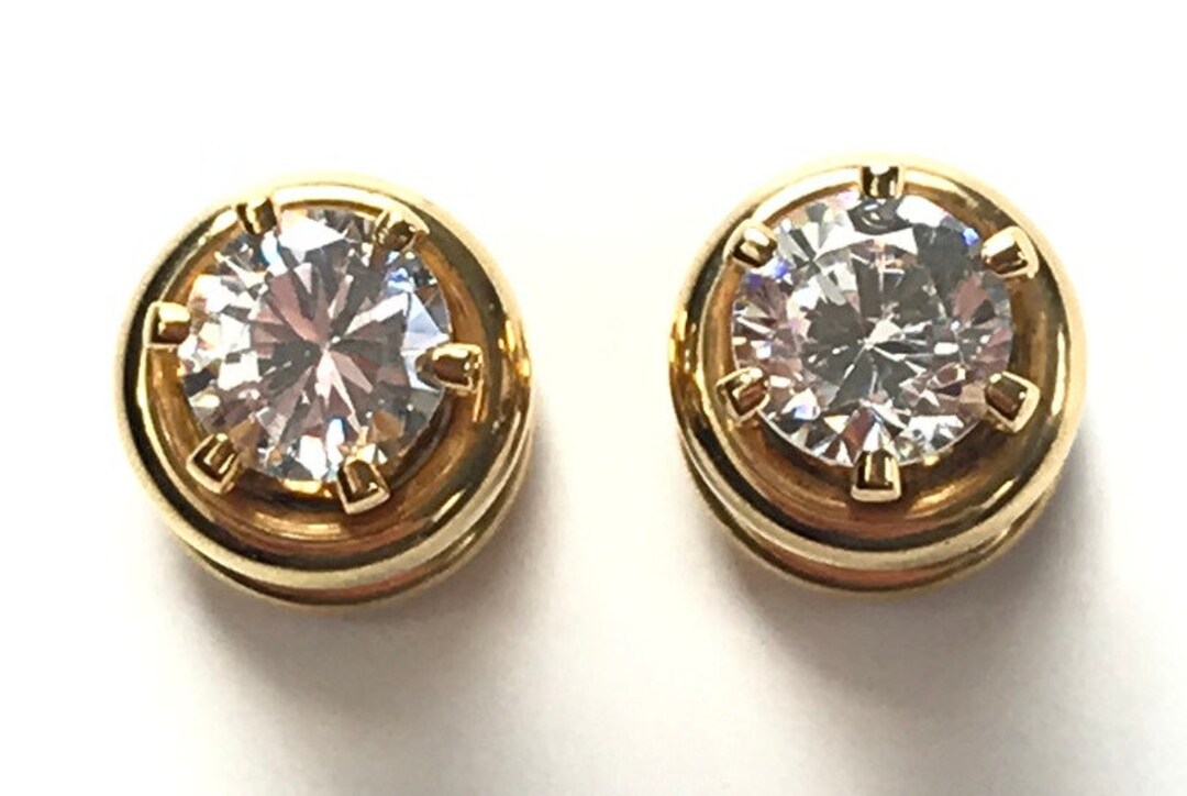 Vintage Gold Fake Diamond Fixed Back Cuff Links, Gold Cuff Links ...
