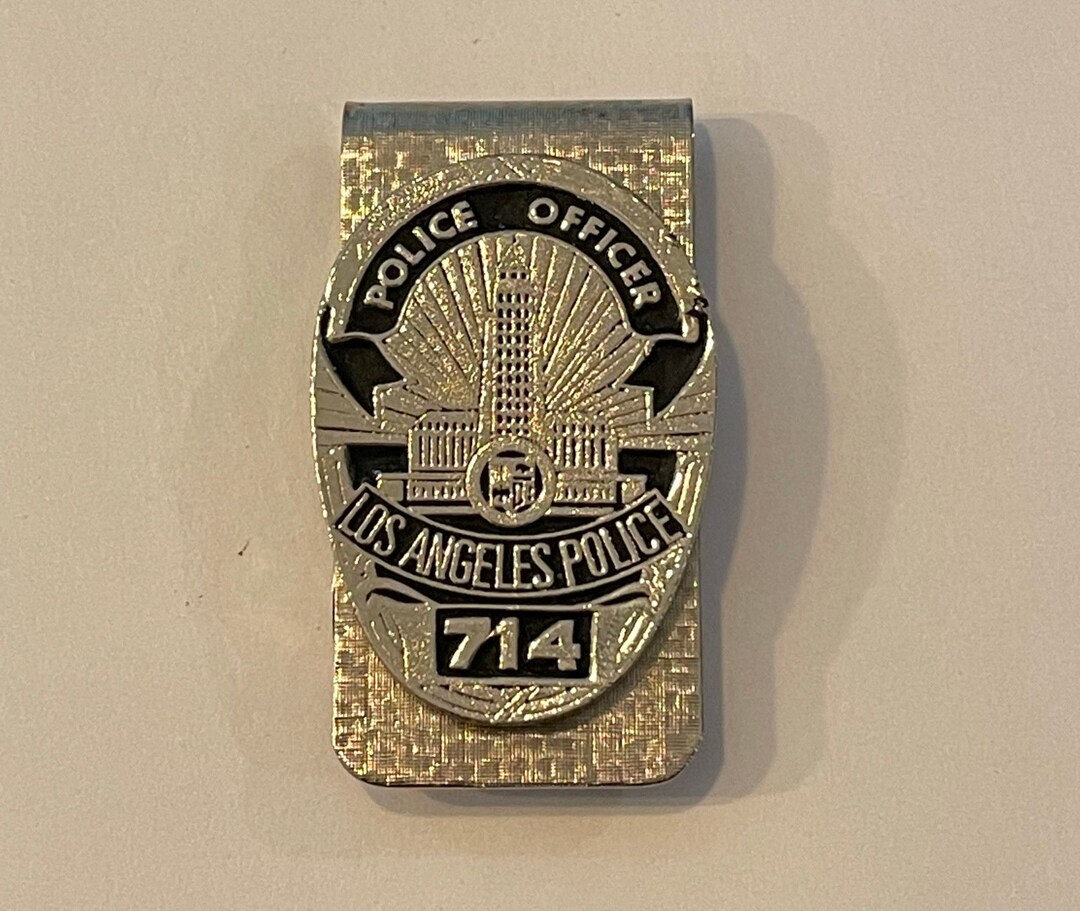 Vintage Los Angeles Police Tie Bar, Silver Black 714 Los Angeles Police ...