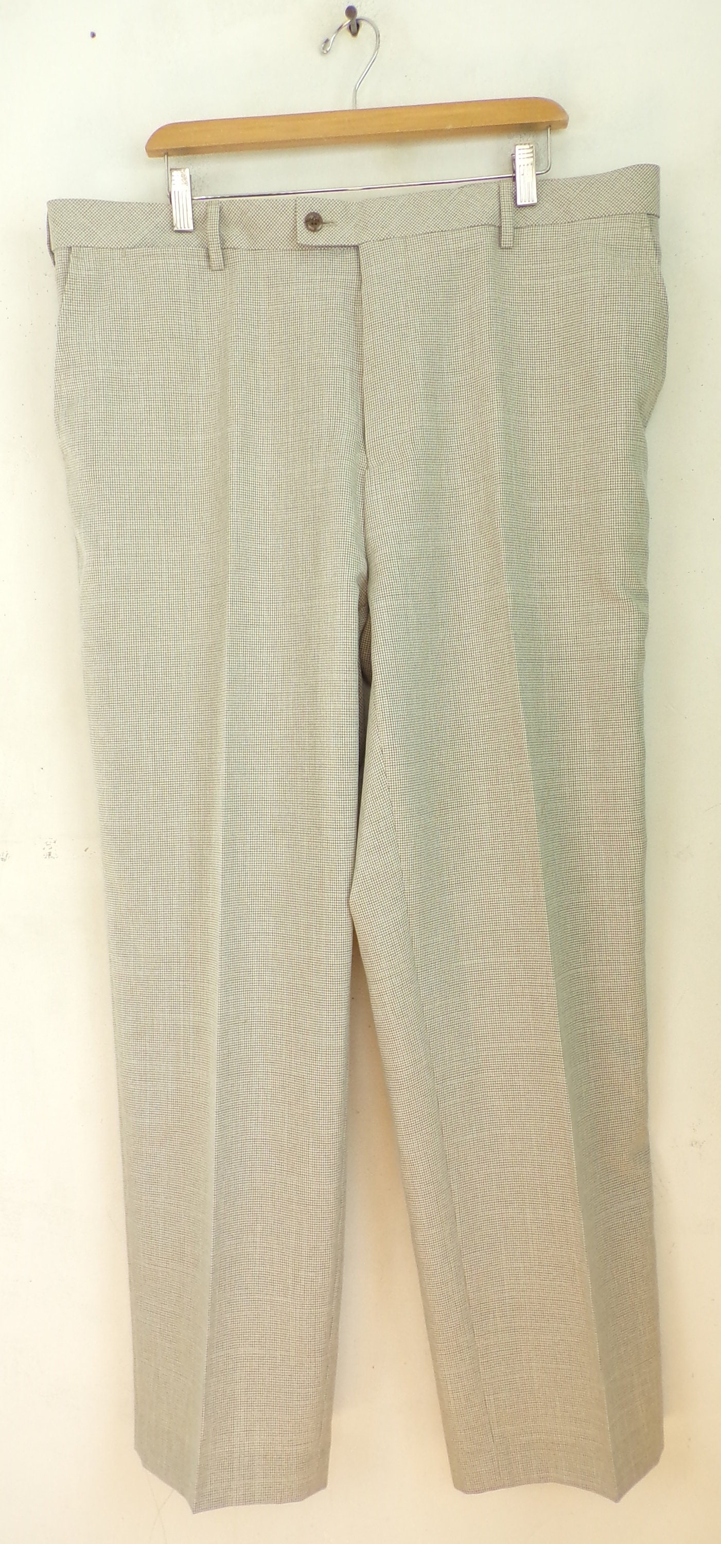 Vintage Mens Check Pants, Brown & Cream Micro Check Pants Size 40 Waist ...