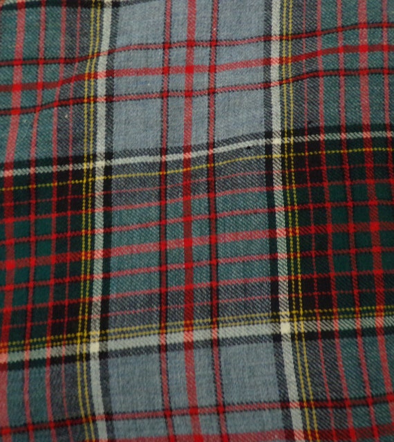 80s Gray Red Green & Yellow Plaid Shirt Medium, Wool … - Gem