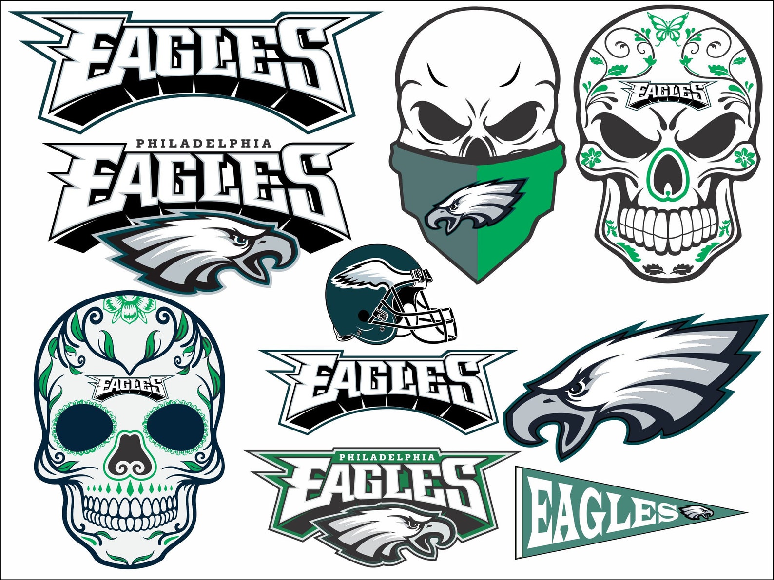 Philadelphia Eagles SVG clipart bunble nfl football vector | Etsy