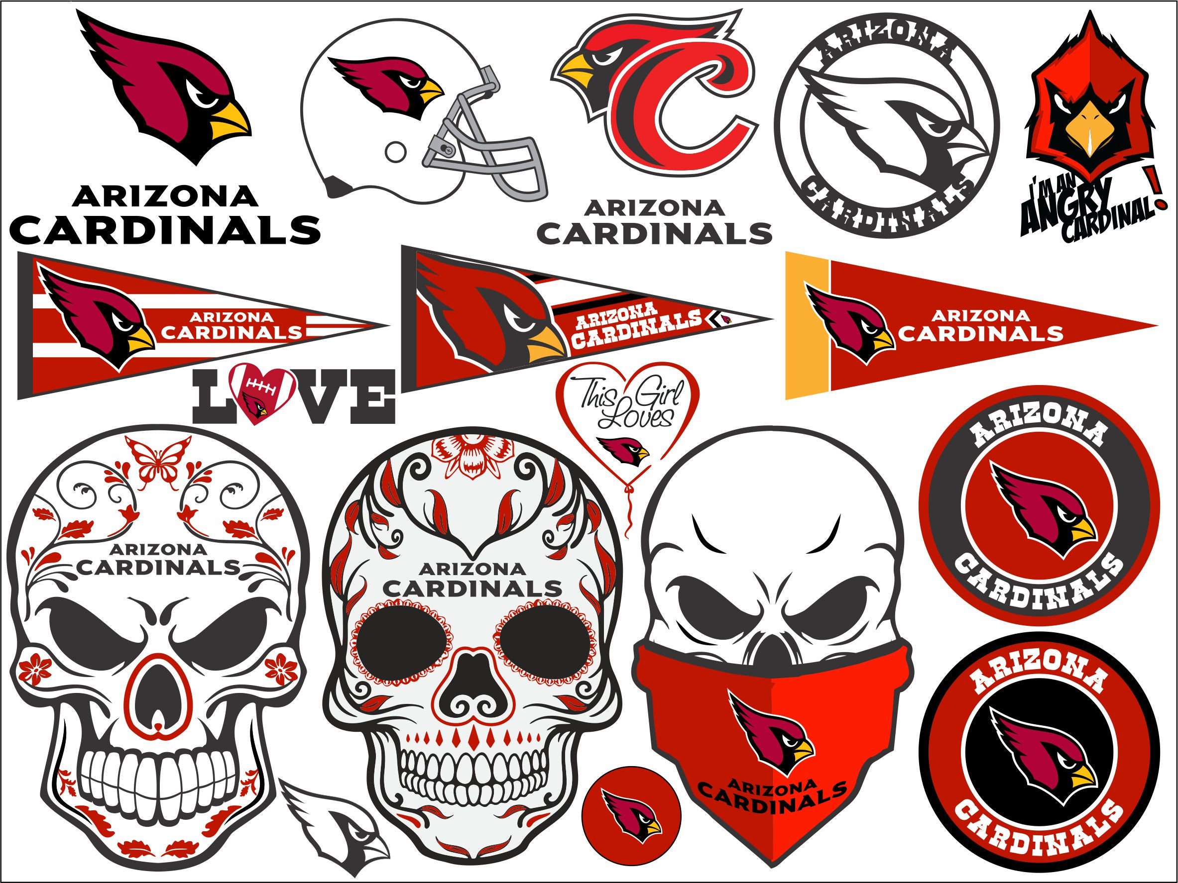 Arizona Cardinals Svg Nfl Football Bundle Clipart Stencil Etsy