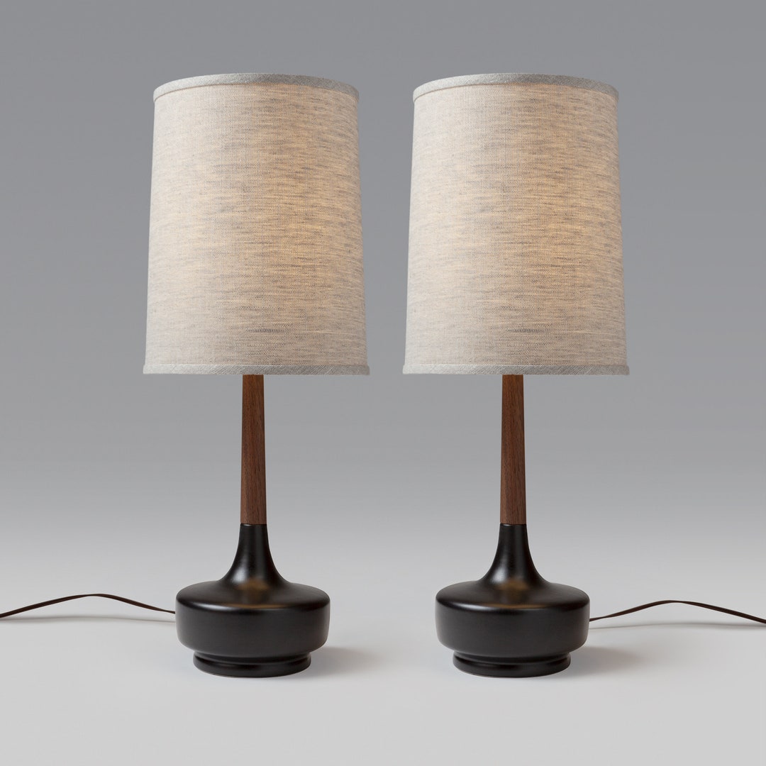 Mid Century Table Lamp Ceramic & Walnut — Brooke P-town - Etsy