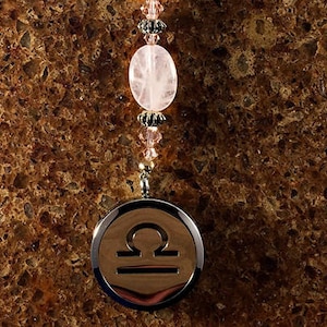 LIBRA Rose Quartz Gemstone Zodiac Heart String Aromatherapy Diffuser - Etsy