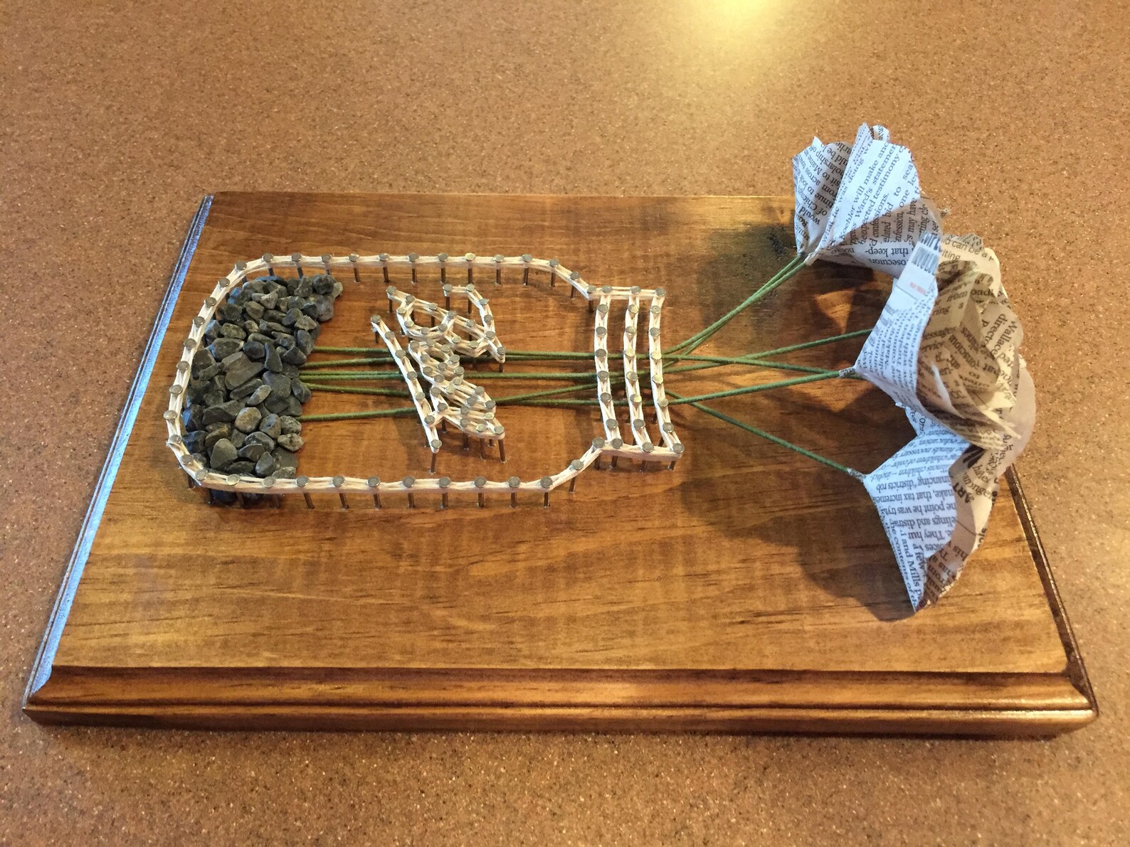 Mason Jar Newspaper Flower String Art - Etsy