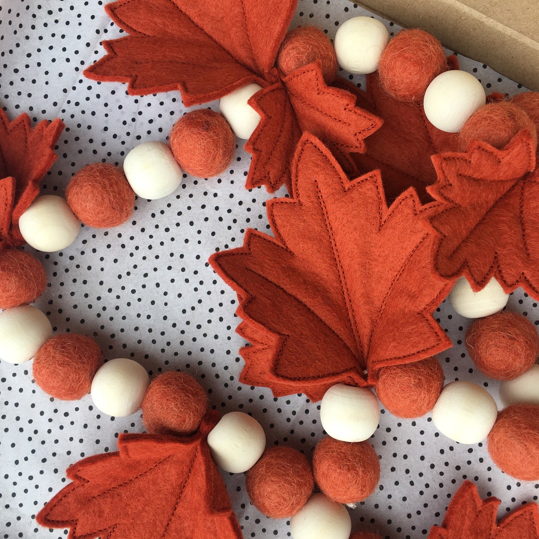 Autumn Leaf Garland, Felt Wall Hanging, Fall Decorations, Faux Flower ...
