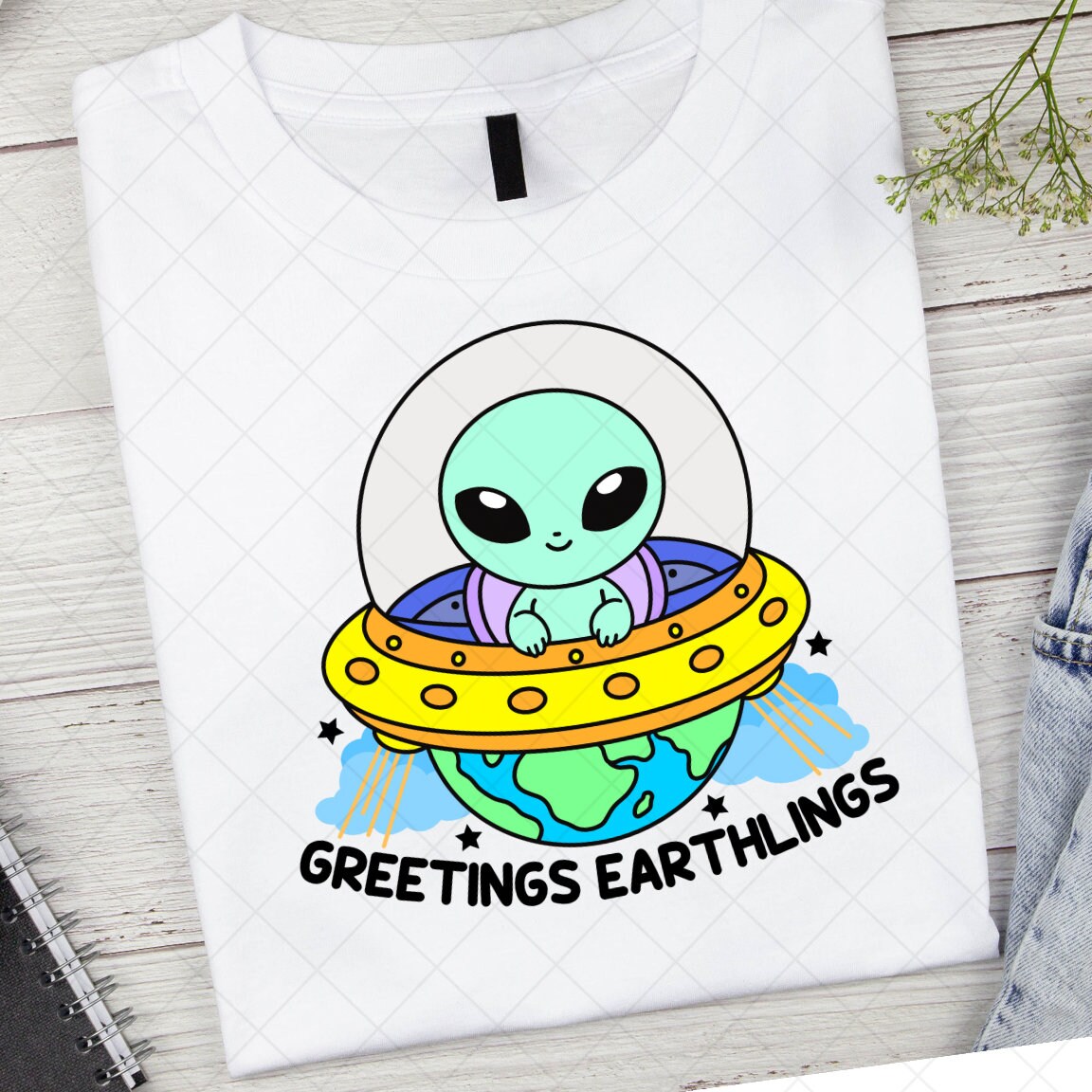 Greetings Earthlings Alien Clipart, Funny Alien Design, Sublimation Png ...