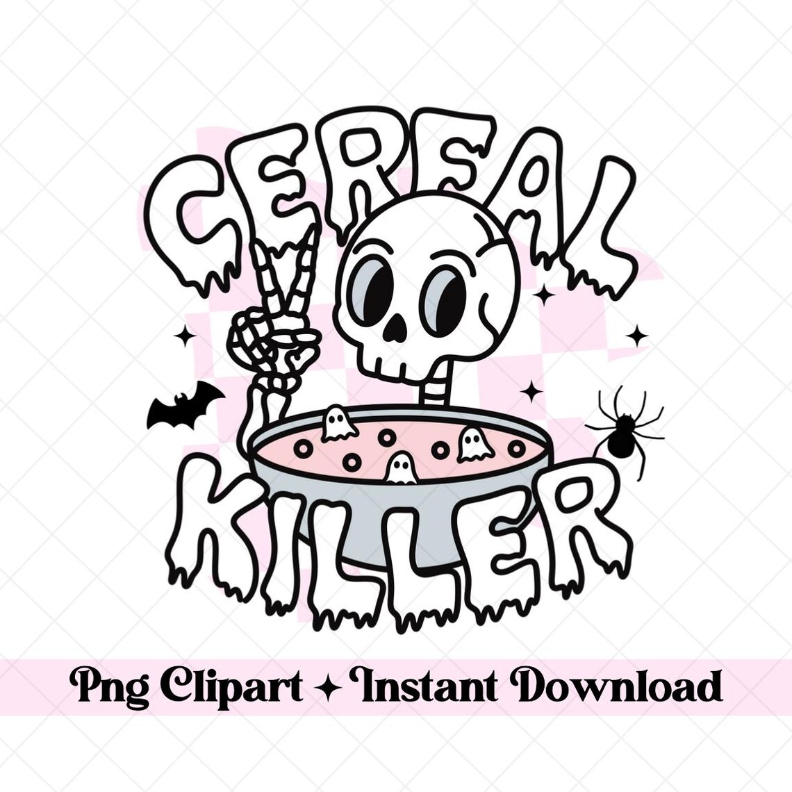 Cereal Killer Png, Skeleton Clipart, Funny Skull Design, Sublimation ...