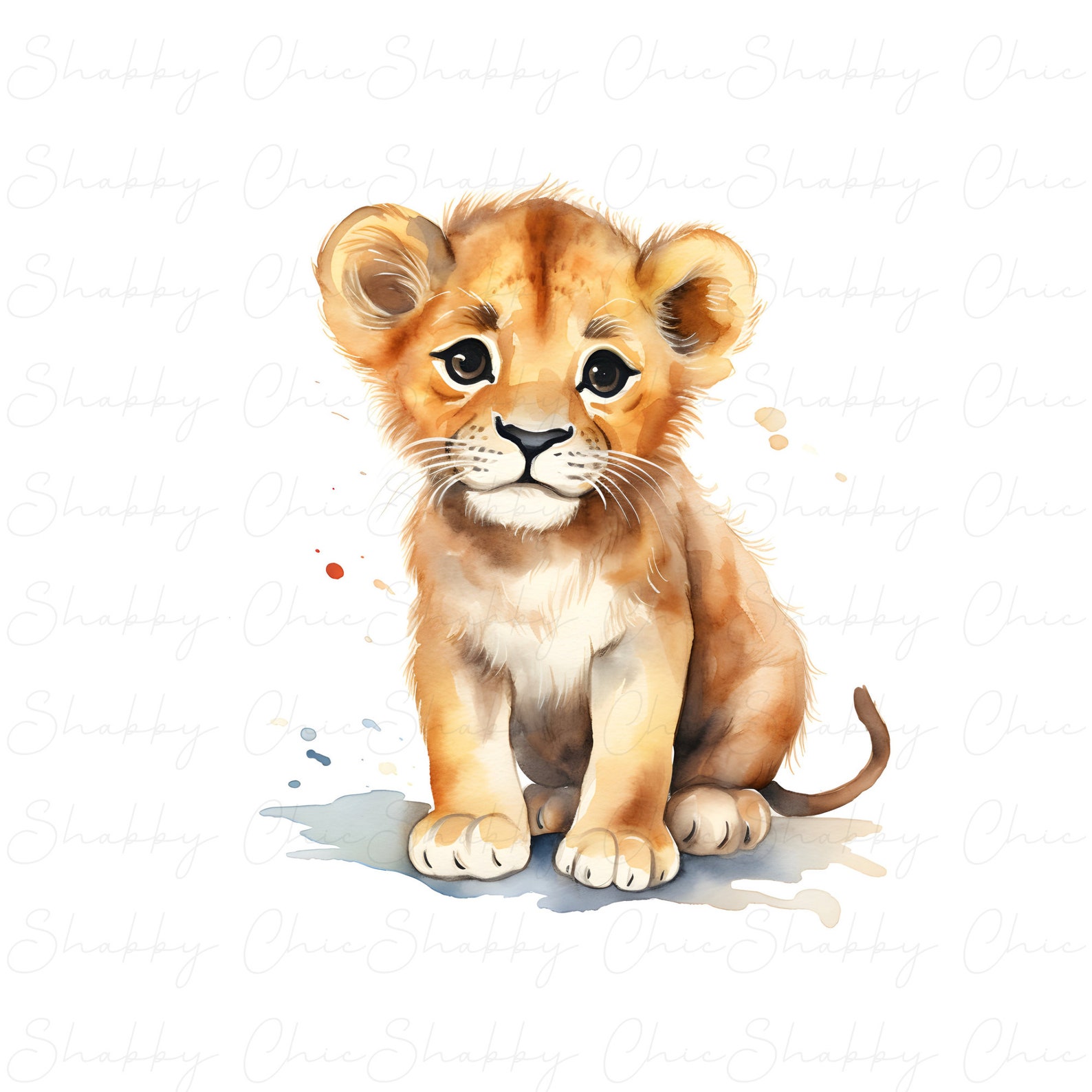 Lion Cub Clipart, 4 JPEG Clipart Designs, Watercolour Clipart Graphic ...