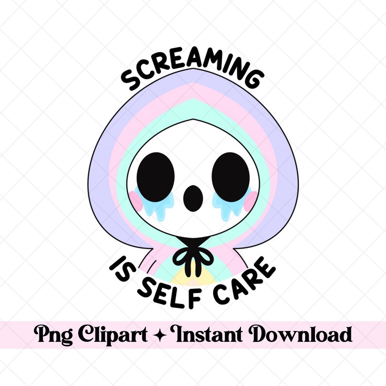 Grim Reaper Screaming Clipart: Funny Self Care Design (PNG Digital ...