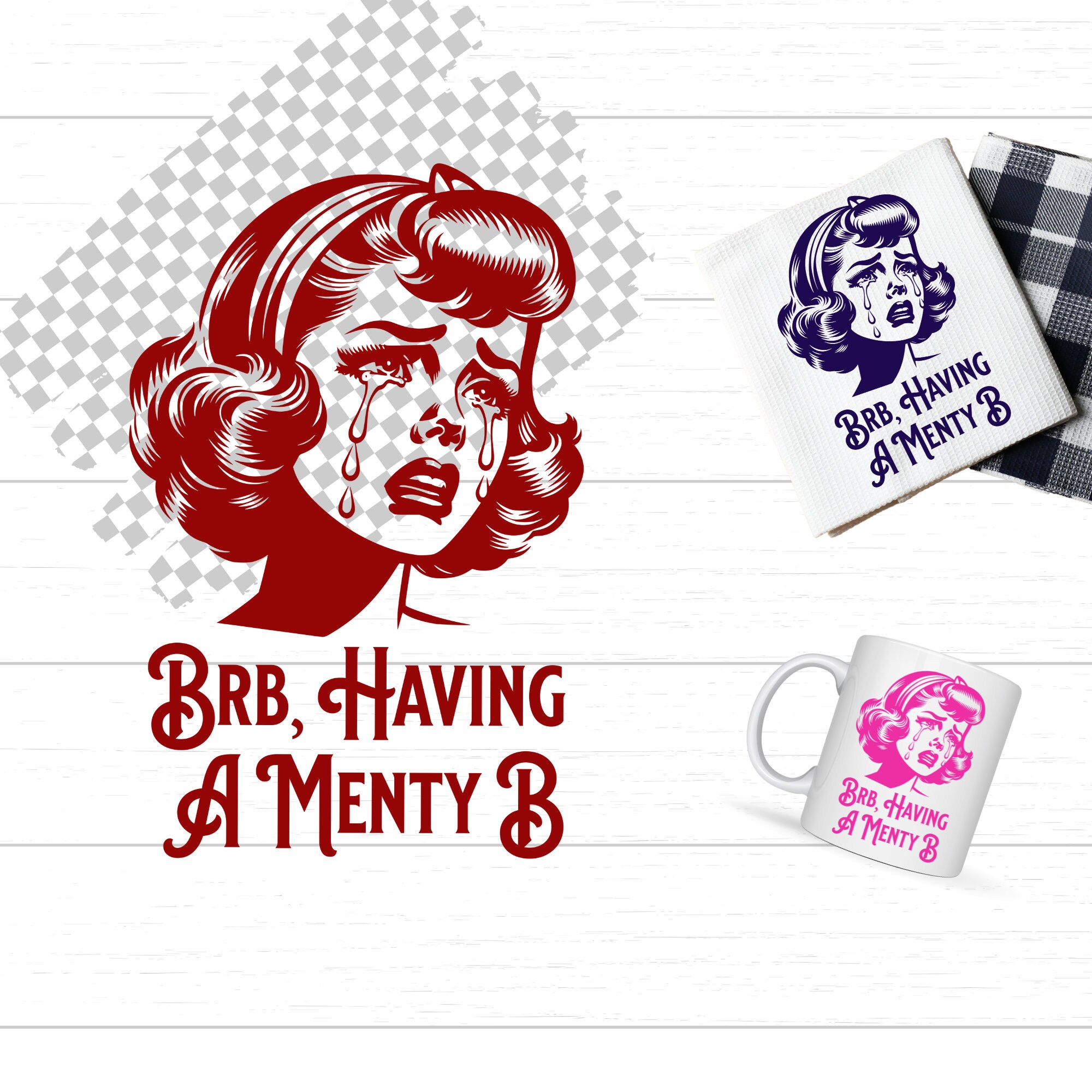 Vintage 1950s Housewife Clipart, Brb Having a Menty B, Sublimation Png ...
