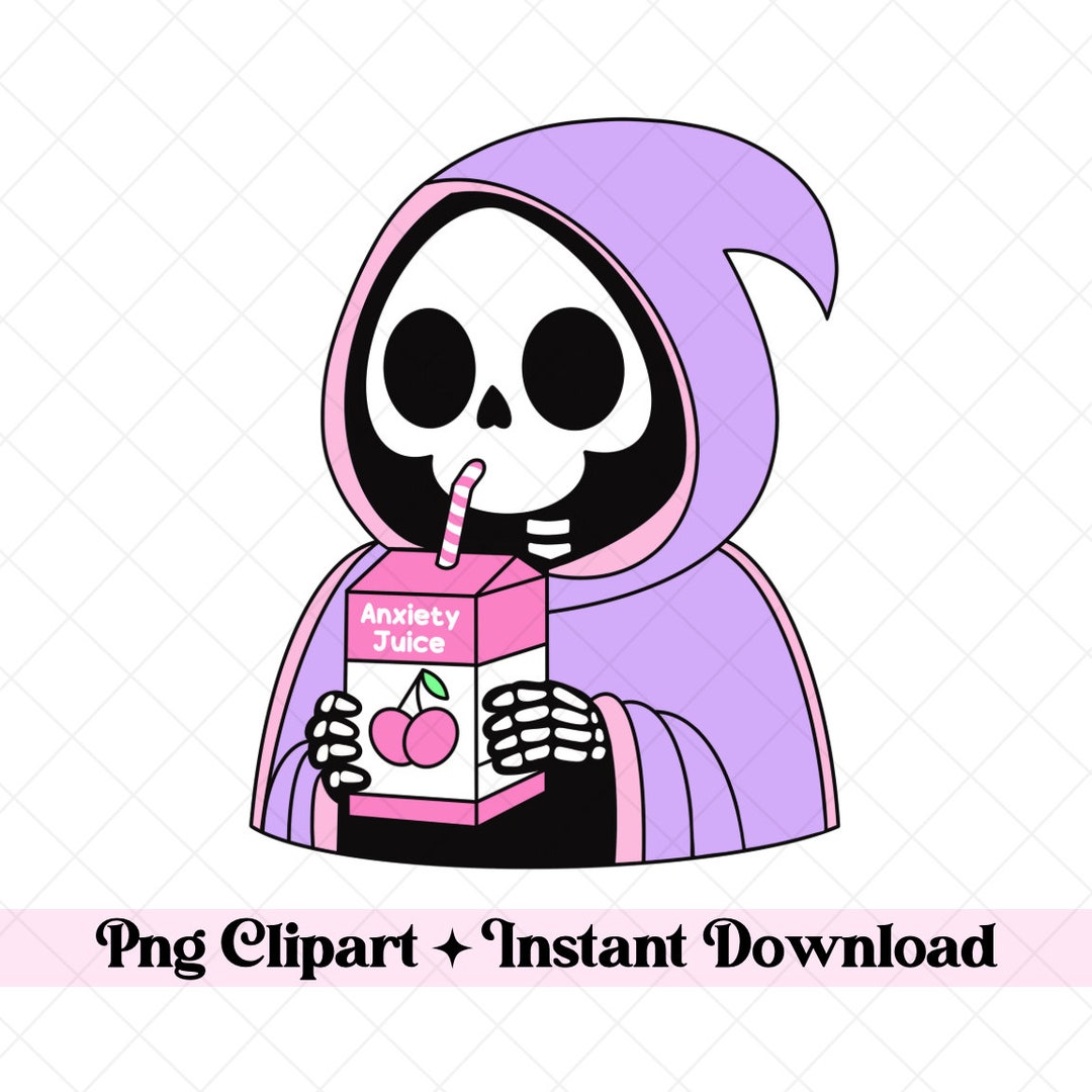 Anxiety Juice Grim Reaper Clipart: Mental Health T-shirt Design (PNG ...