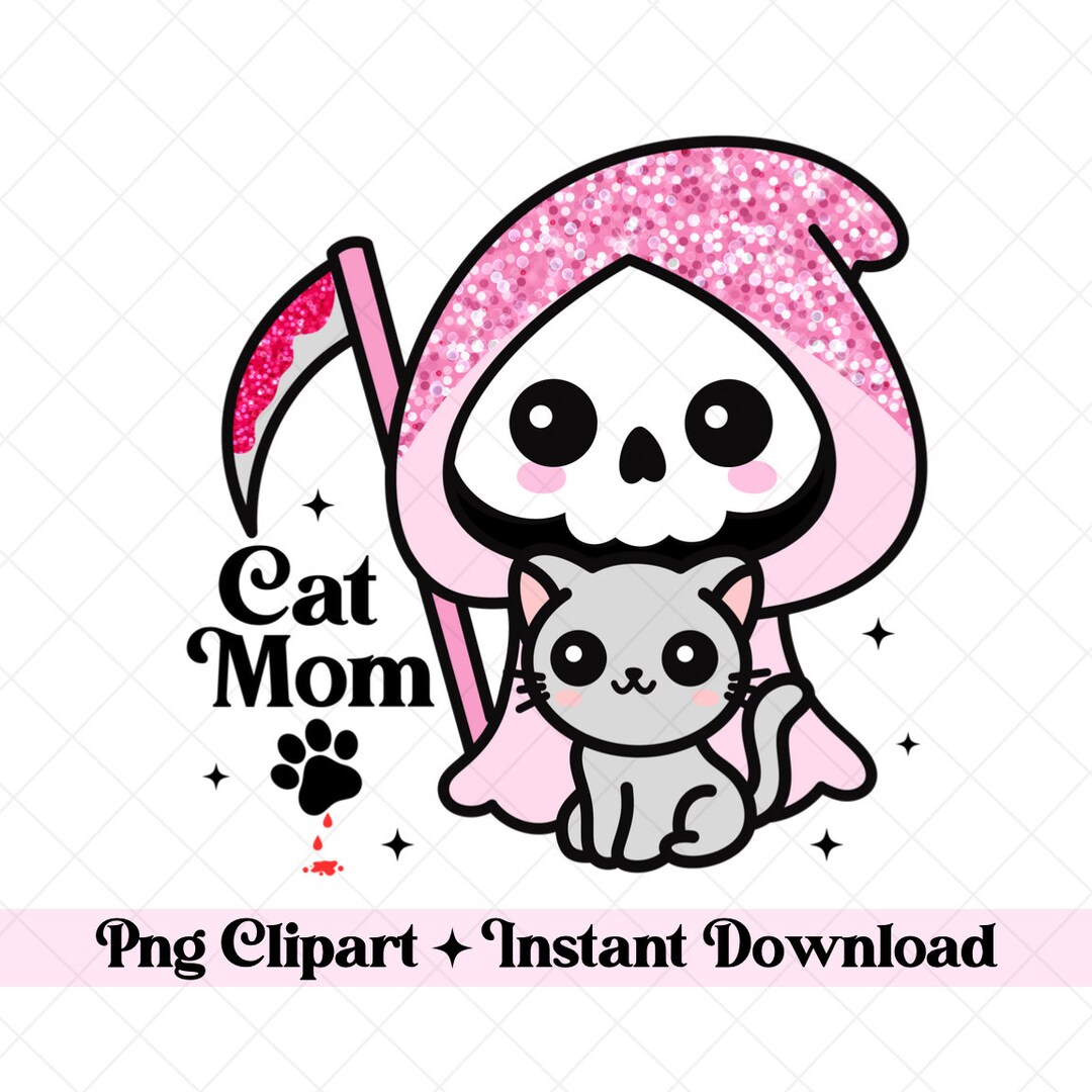 Cat Mom Png, Grim Reaper Clipart, Sublimation Png, T-shirt and Mug ...